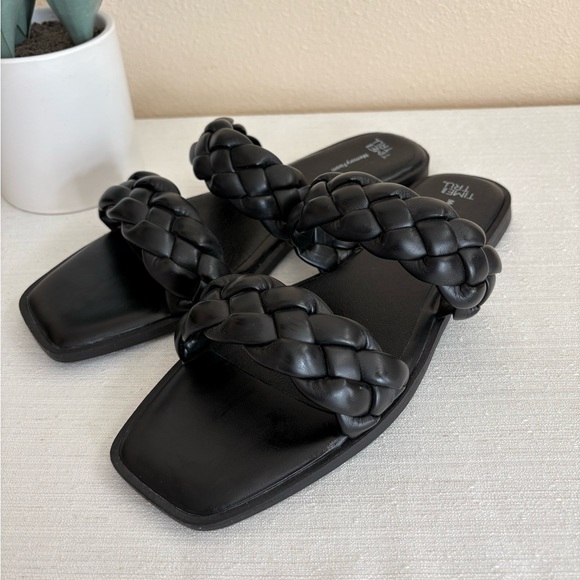 Time and Tru | Shoes | Time And Tru Black Braided Faul Leather Slide ...